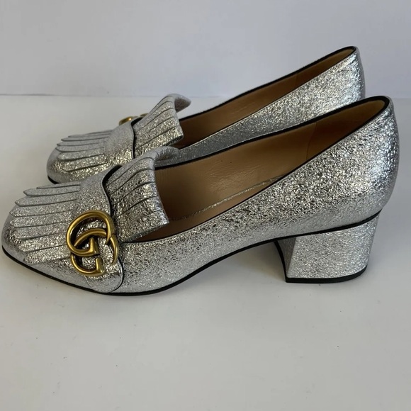 Gucci | Shoes | In Search Of These Gucci Marmont Metallic Mid Heel ...